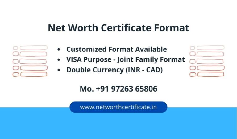 Net Worth Certificate Format - CA Net Worth Report Format